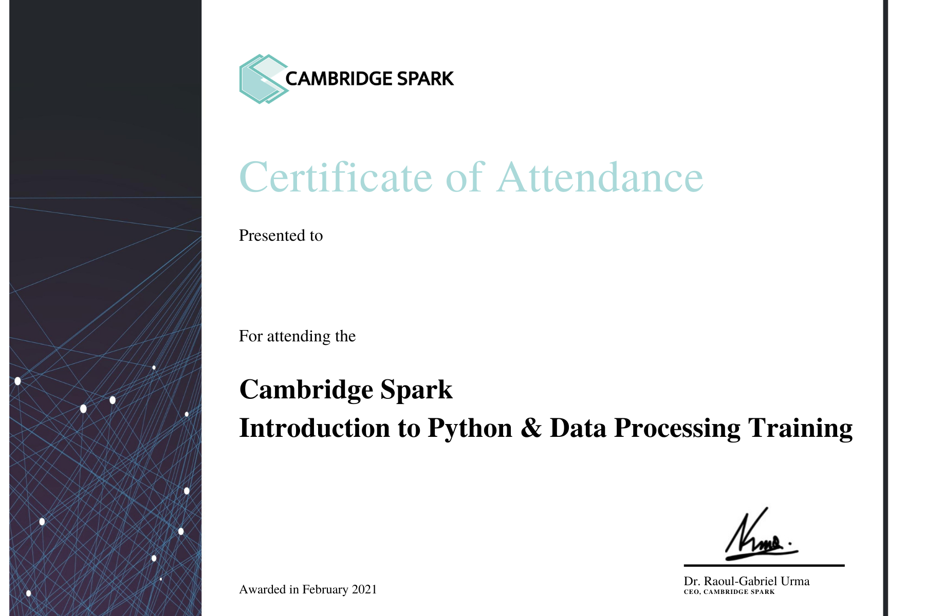 Introduction to Python & Data Processing Course • Cambridge Spark ...