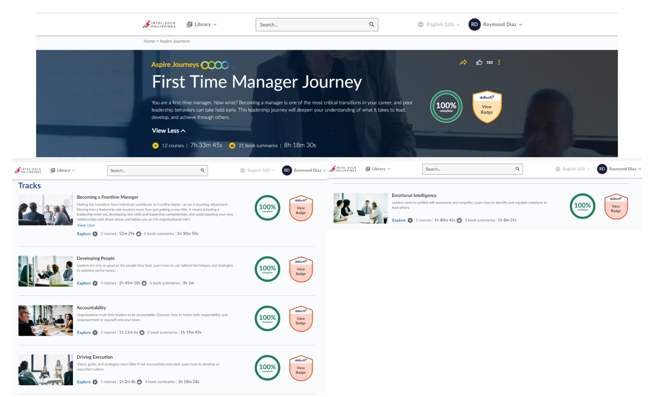 First Time Manager Journey • Raymond Diaz • Skillsoft® Digital Badge ...
