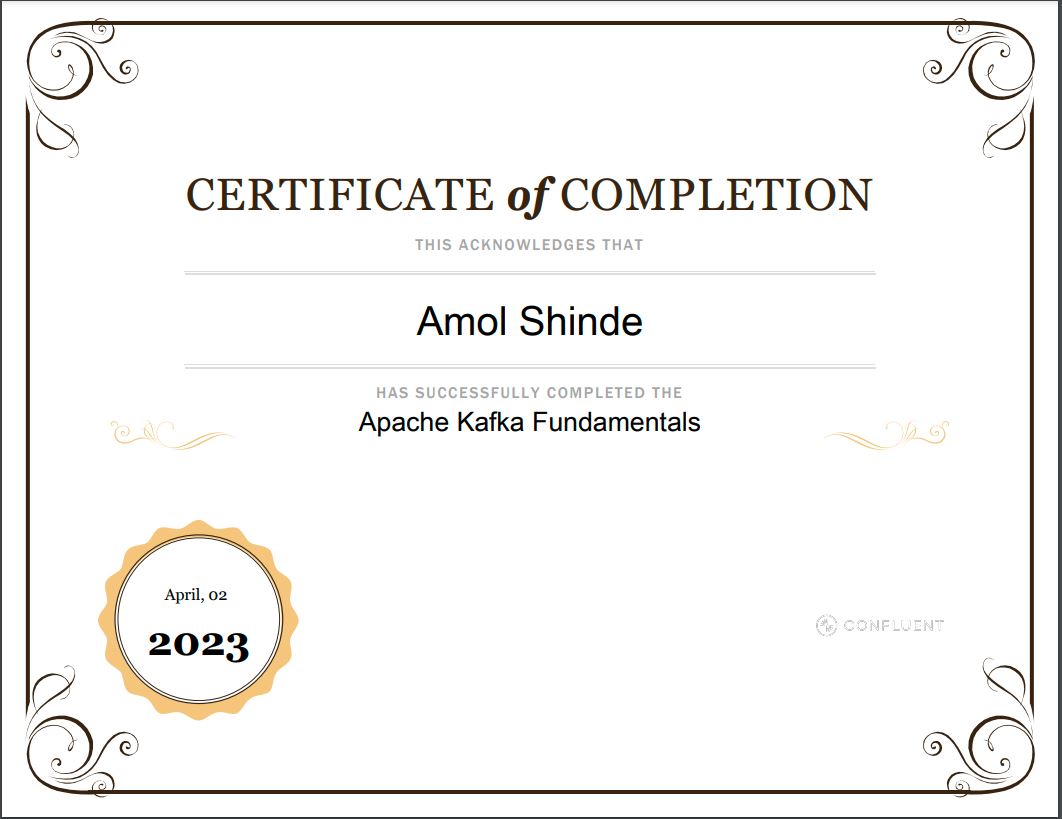 Confluent Fundamentals Accreditation • AMOL SHINDE • Confluent