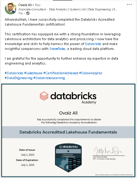 Academy Accreditation - Databricks Lakehouse Fundamentals • Ovaiz Ali ...