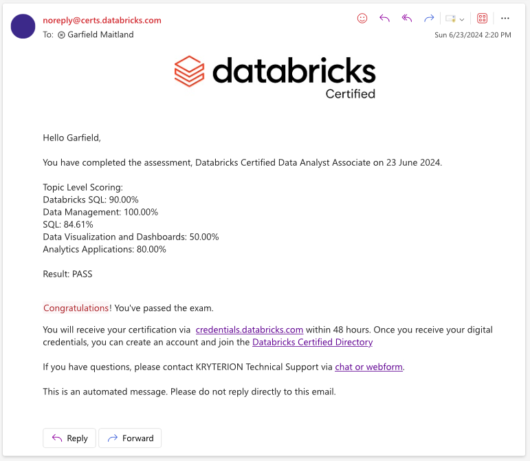 Databricks Certified Data Analyst Associate • Garfield Maitland ...