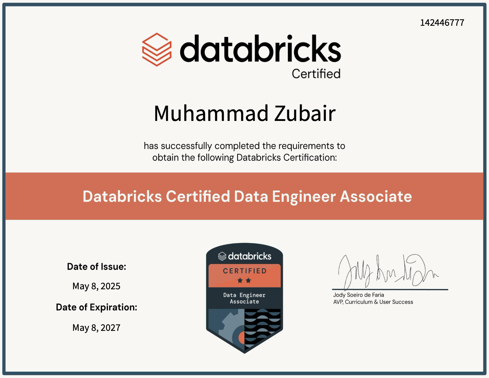 Databricks Certified Data Engineer Associate • Muhammad Zubair ...