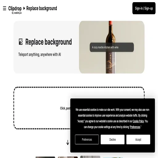 ClipDrop Replace Background | tools | AI-Powered