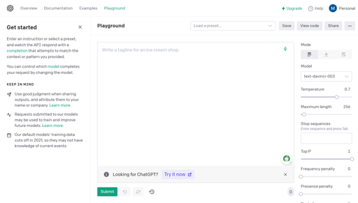 GPT-3 Playground (OpenAI) | tools | AI-Powered