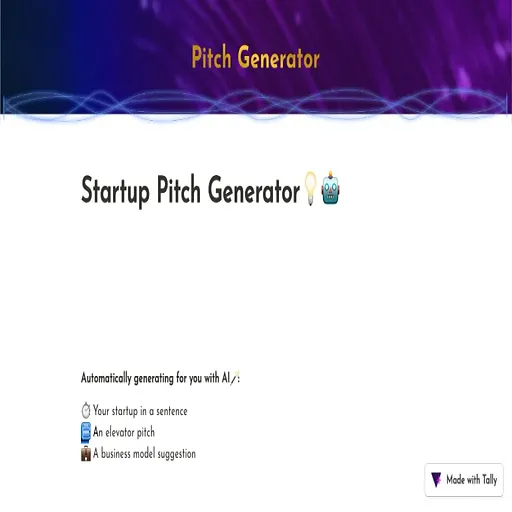 Startup Pitch Generator | tools | AI-Powered