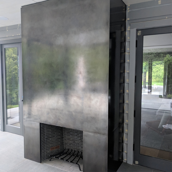 AIDI012 - Patinated Stainless Steel Fireplace Surround