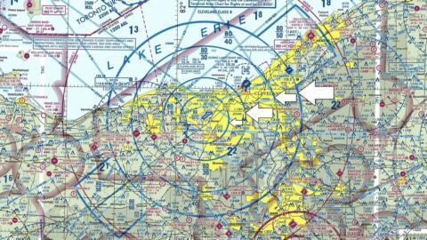 Class B Airspace, indicated by a solid blue line.