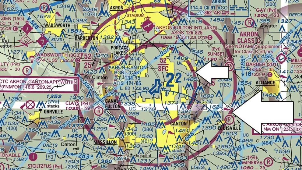 Class C Airspace, indicated by a solid magenta line.