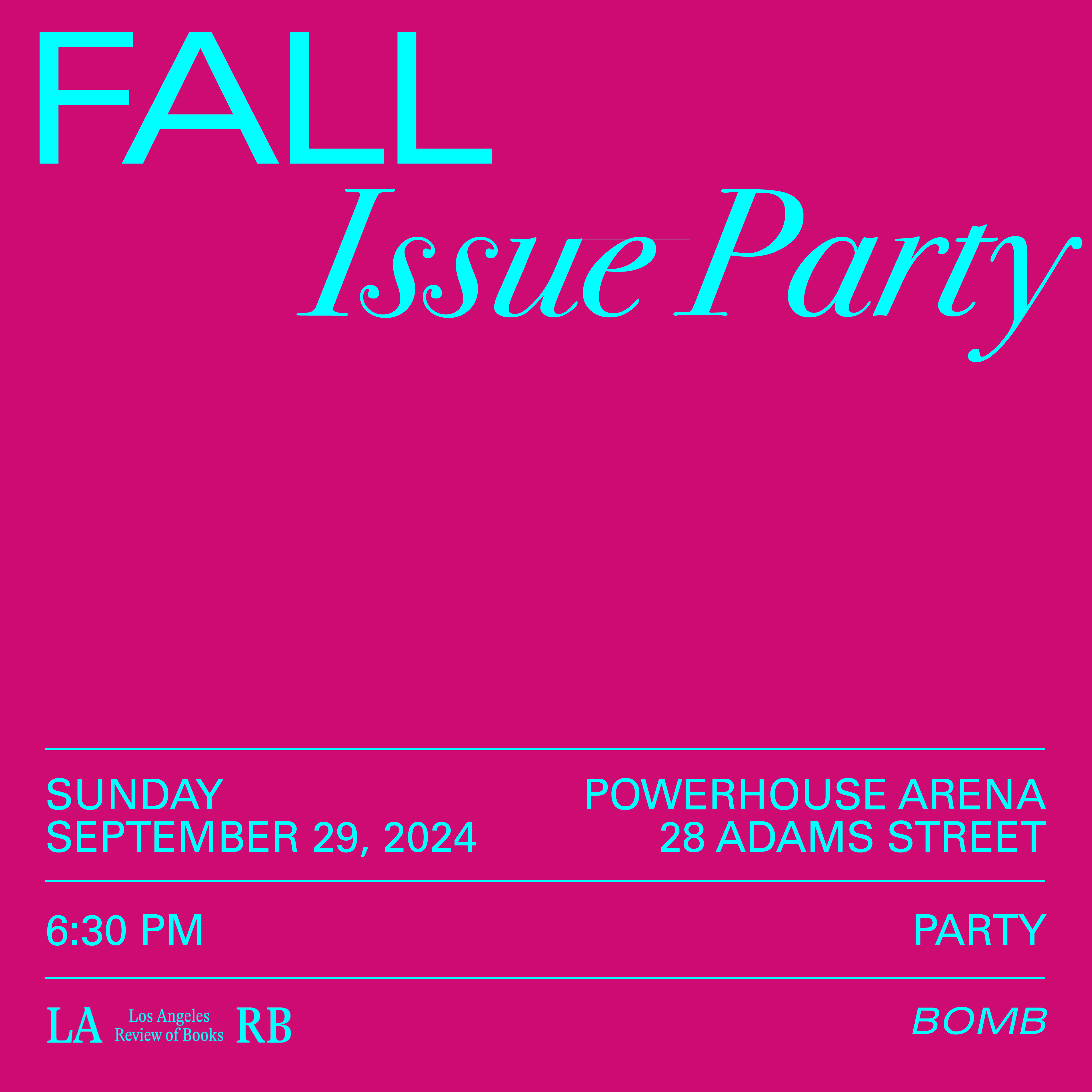 BOMB Magazine | Fall Issue Party