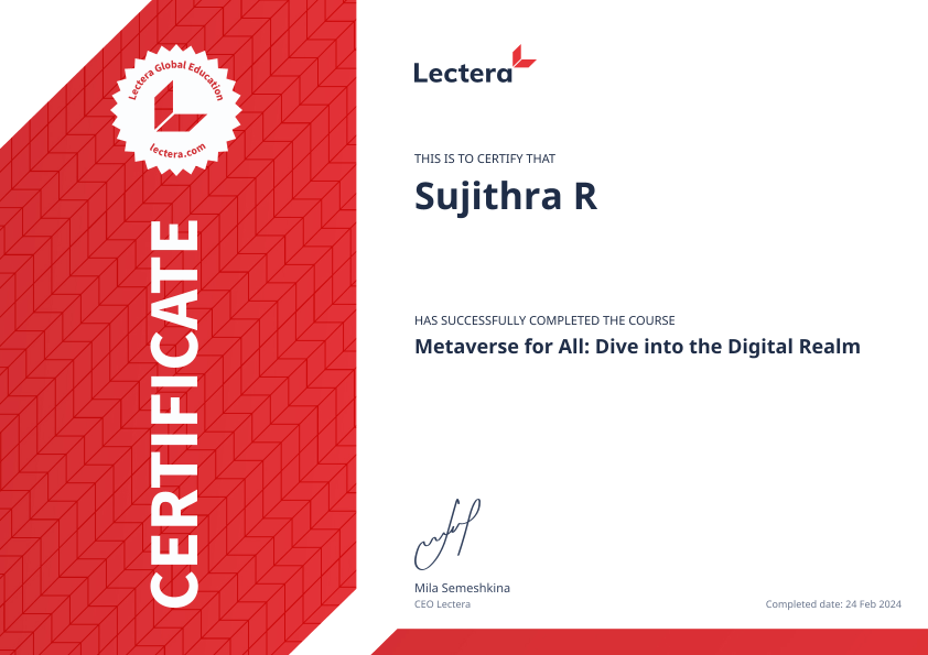 Sujithra R - AIML| Power bi| Python| Java| Frameworks| OpenCV| Deep learning| | LinkedIn