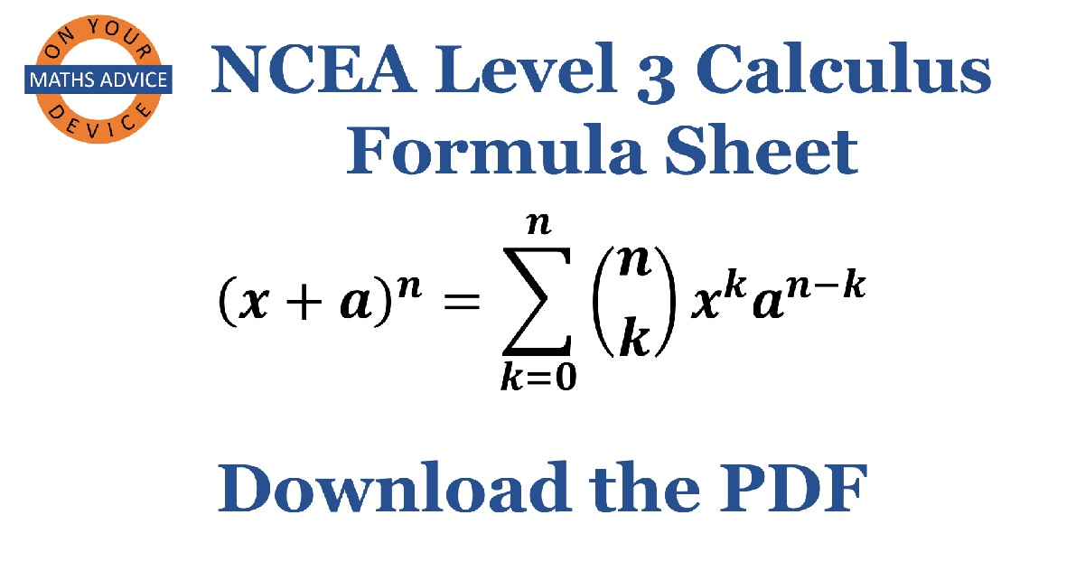 NCEA Level 3 Calculus Formula Sheet | Free Download for NZ Students