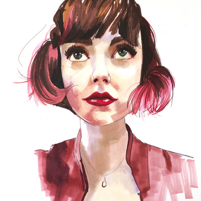 Realistic portraits with alcohol markers