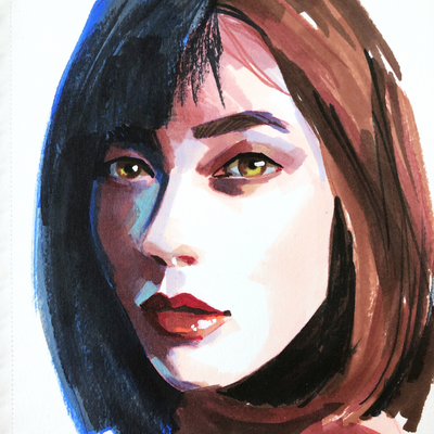 Realistic portraits with alcohol markers