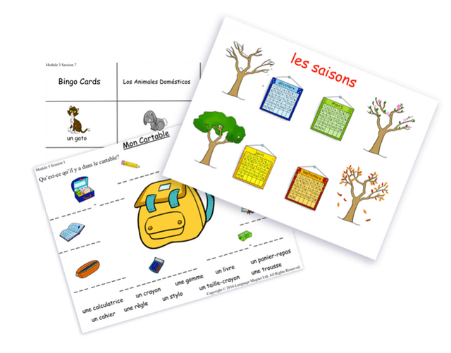 Primary French and Spanish Courses, Games and Resources