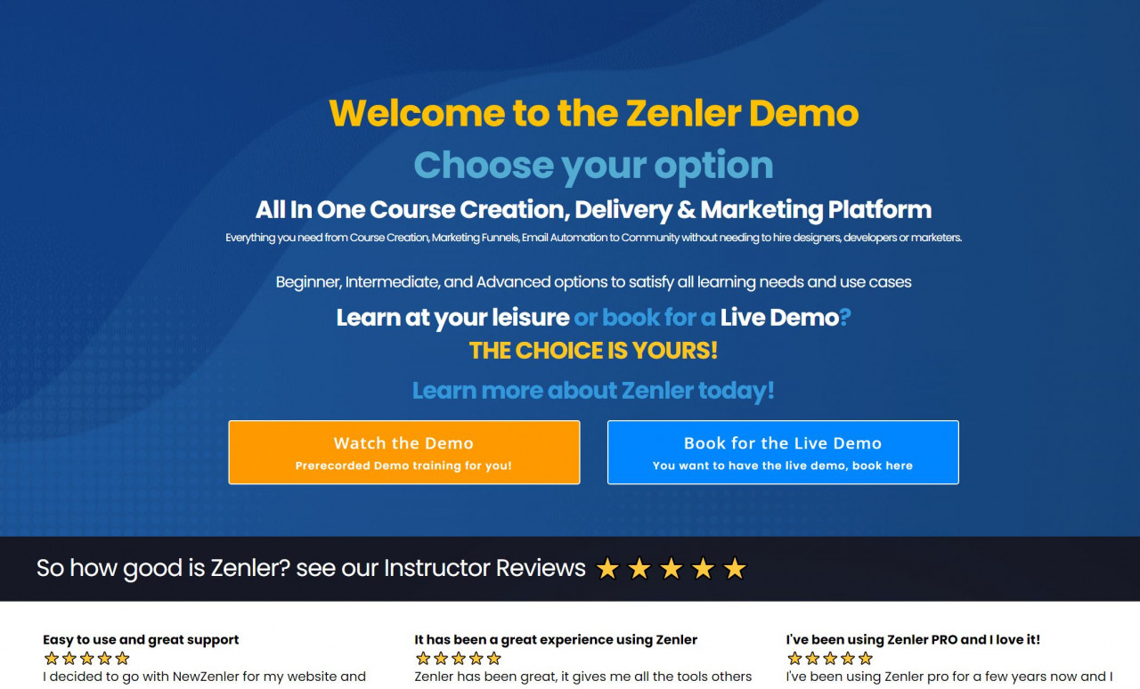 ZENLER DEMO - All In One Course Creation, Delivery & Marketing Platform