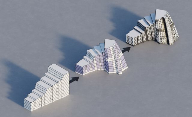 Architectural design with Blender: Generate complex staggered building ...