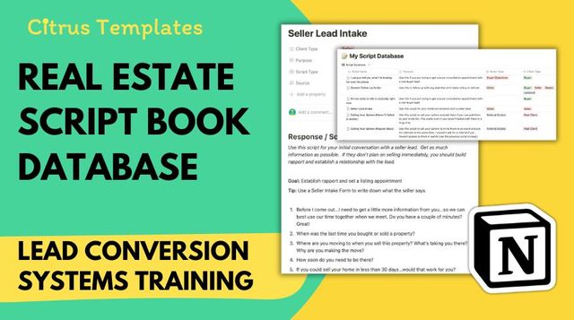 Real Estate Script Book - Database and Notion Template