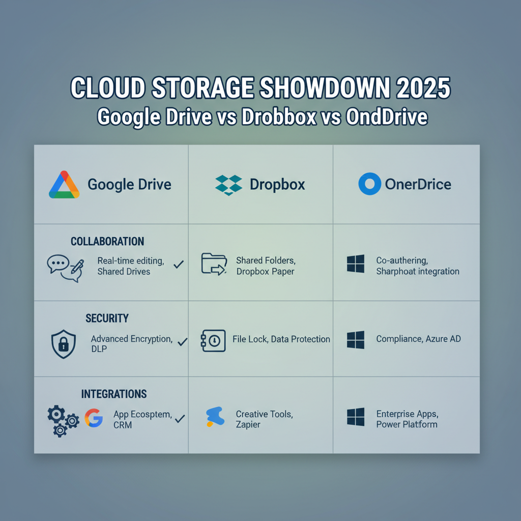Google Drive vs Dropbox vs OneDrive (2025): Best for Work