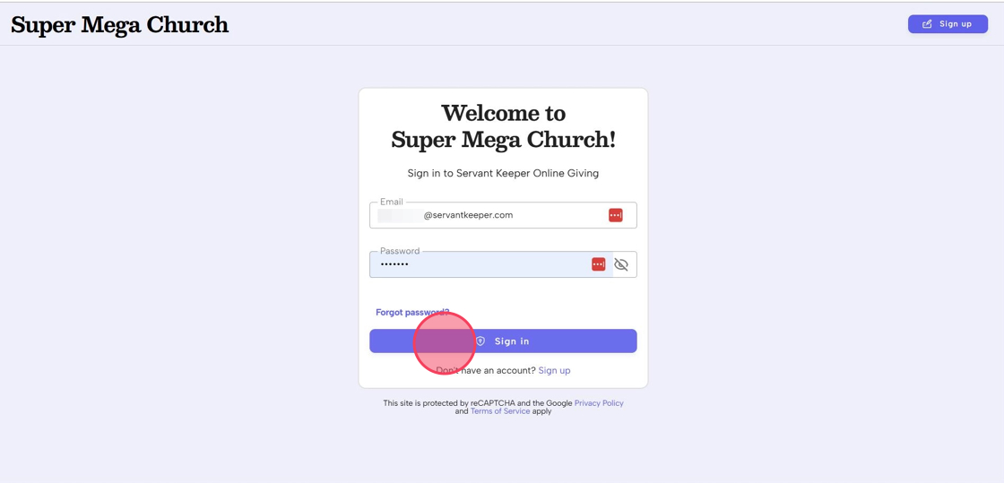 Setting up your Online Giving Account