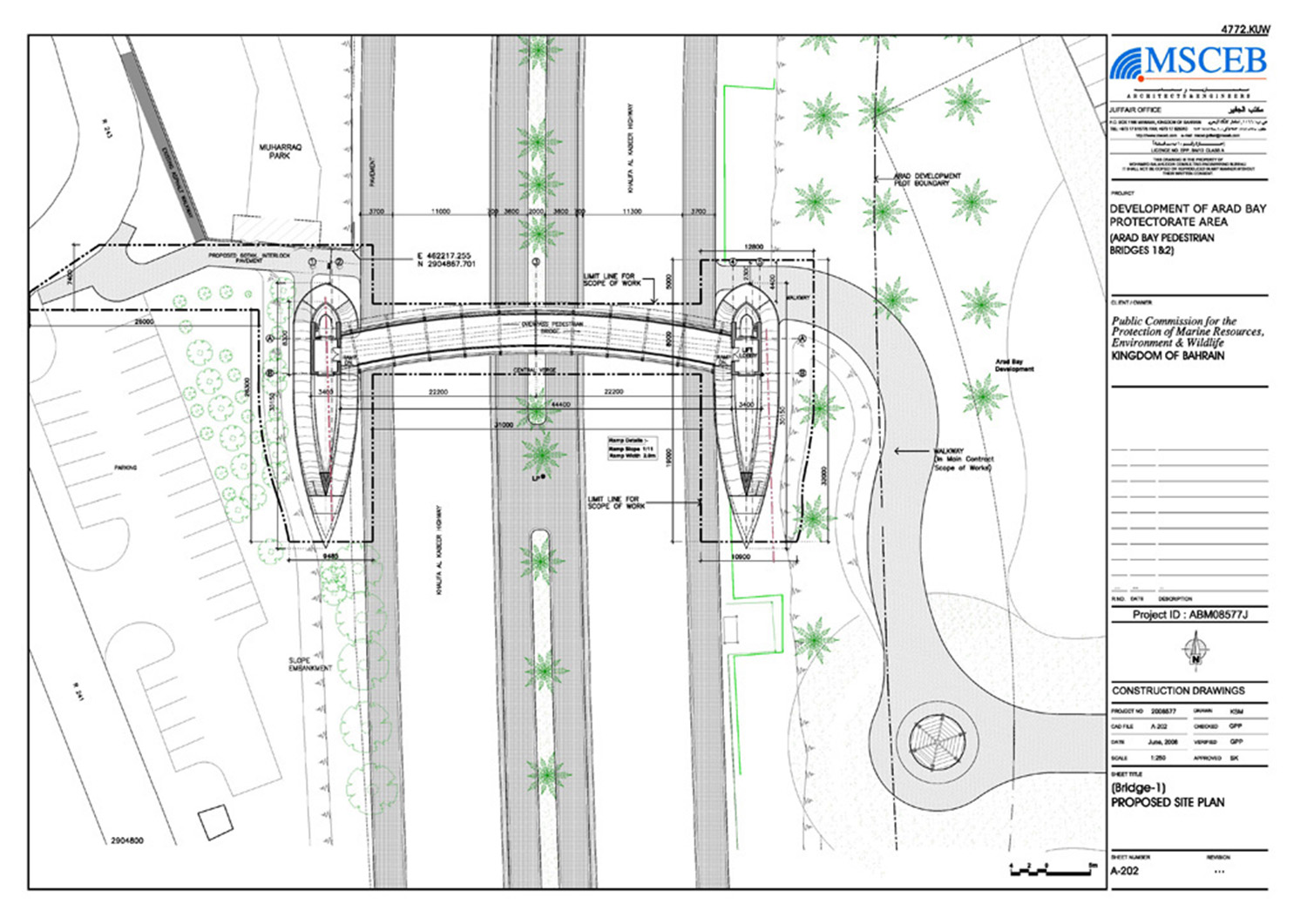 Arad Bay Pedestrian Bridge | Proposed site plan | Archnet