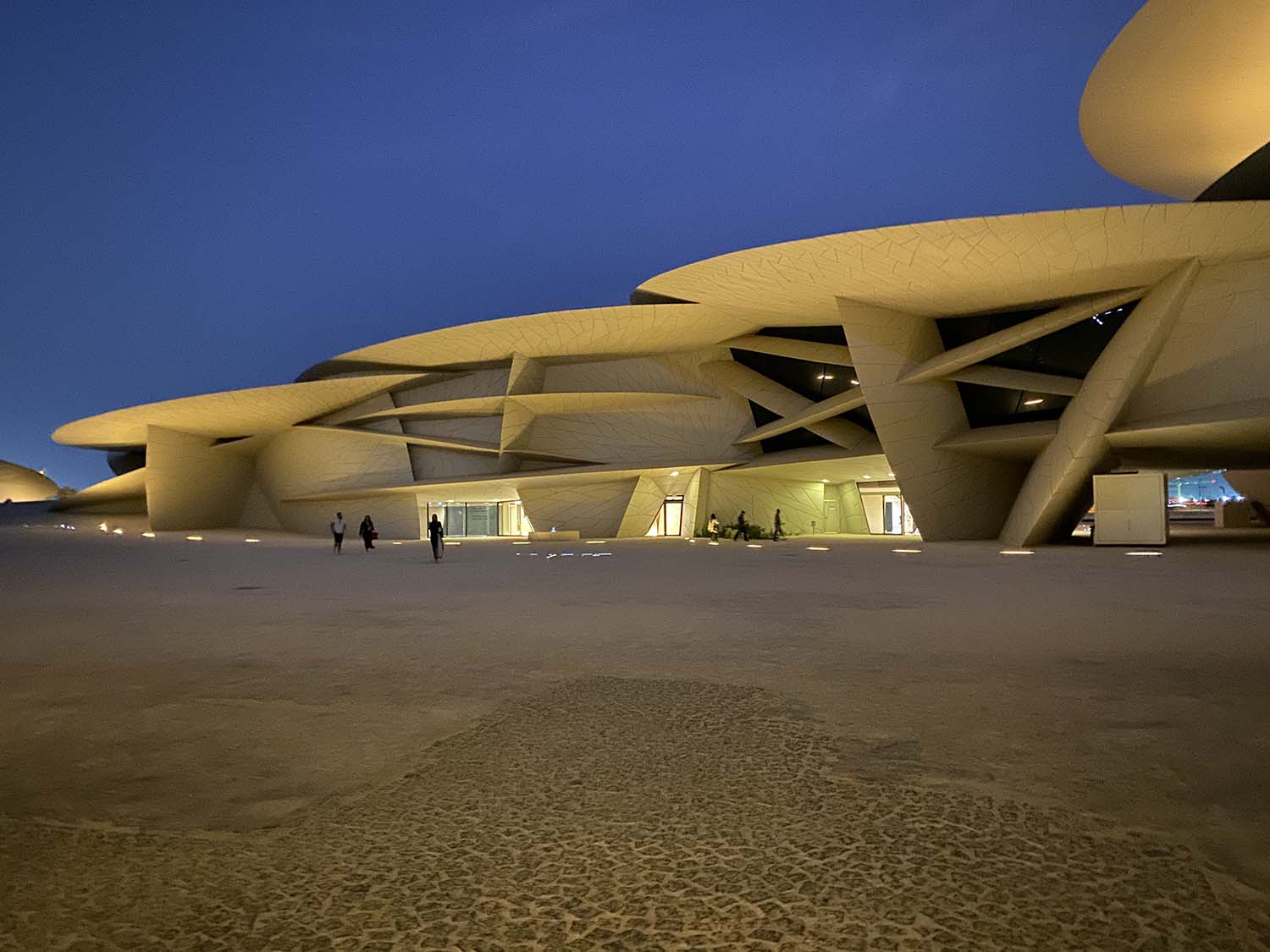National Museum of Qatar | Exterior view of museum at night | Archnet