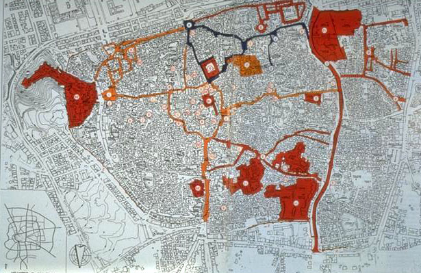 Old Sana'a Conservation | Colour drawing, plan of Old Sana'a | Archnet