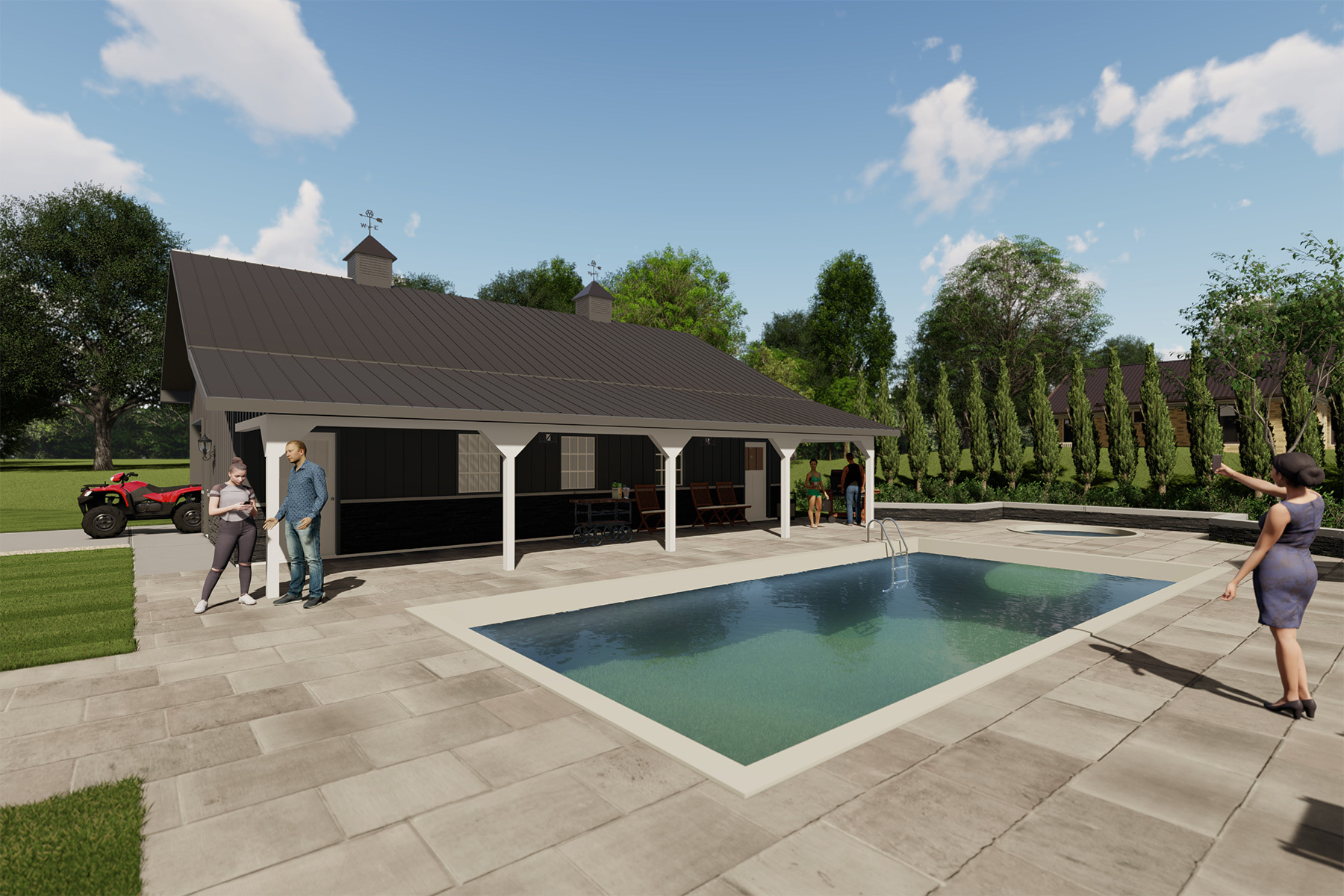 Backyard Pool House Garage
