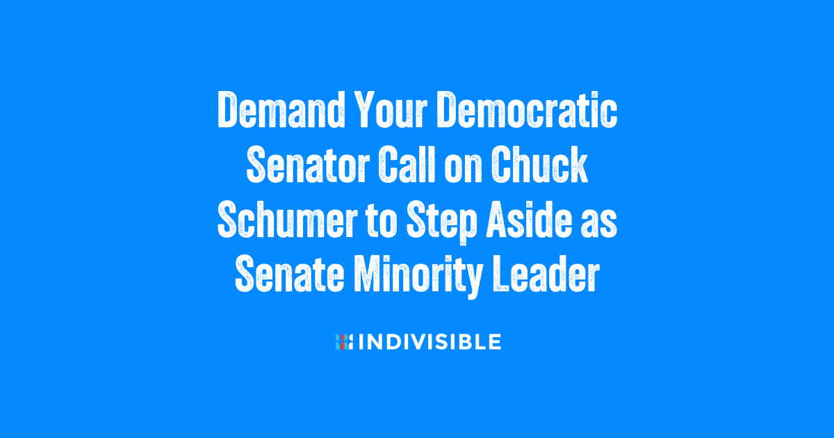 Tell Your Democratic Senator It's Time for Chuck Schumer to Step Aside | Indivisible Guide