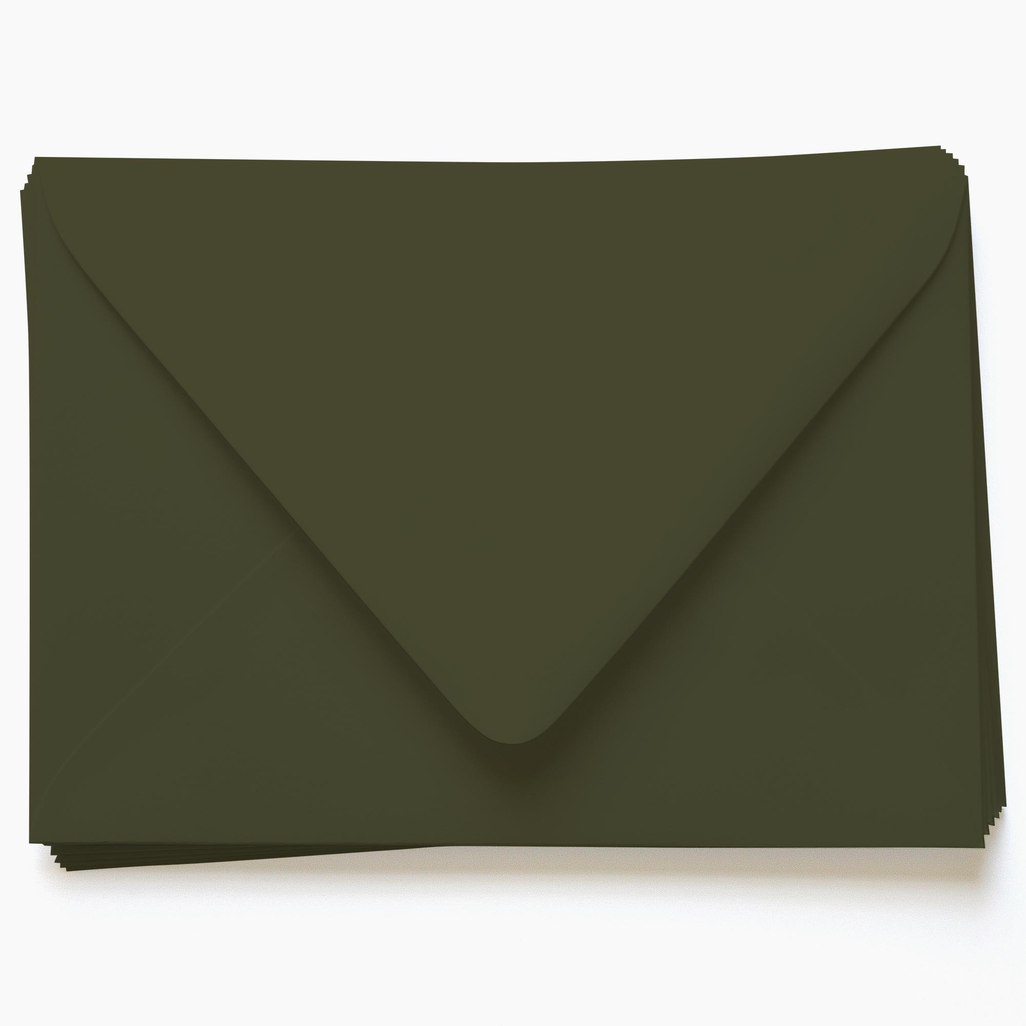 A7 Dark Olive Green Envelope | Blank or Addressed in White