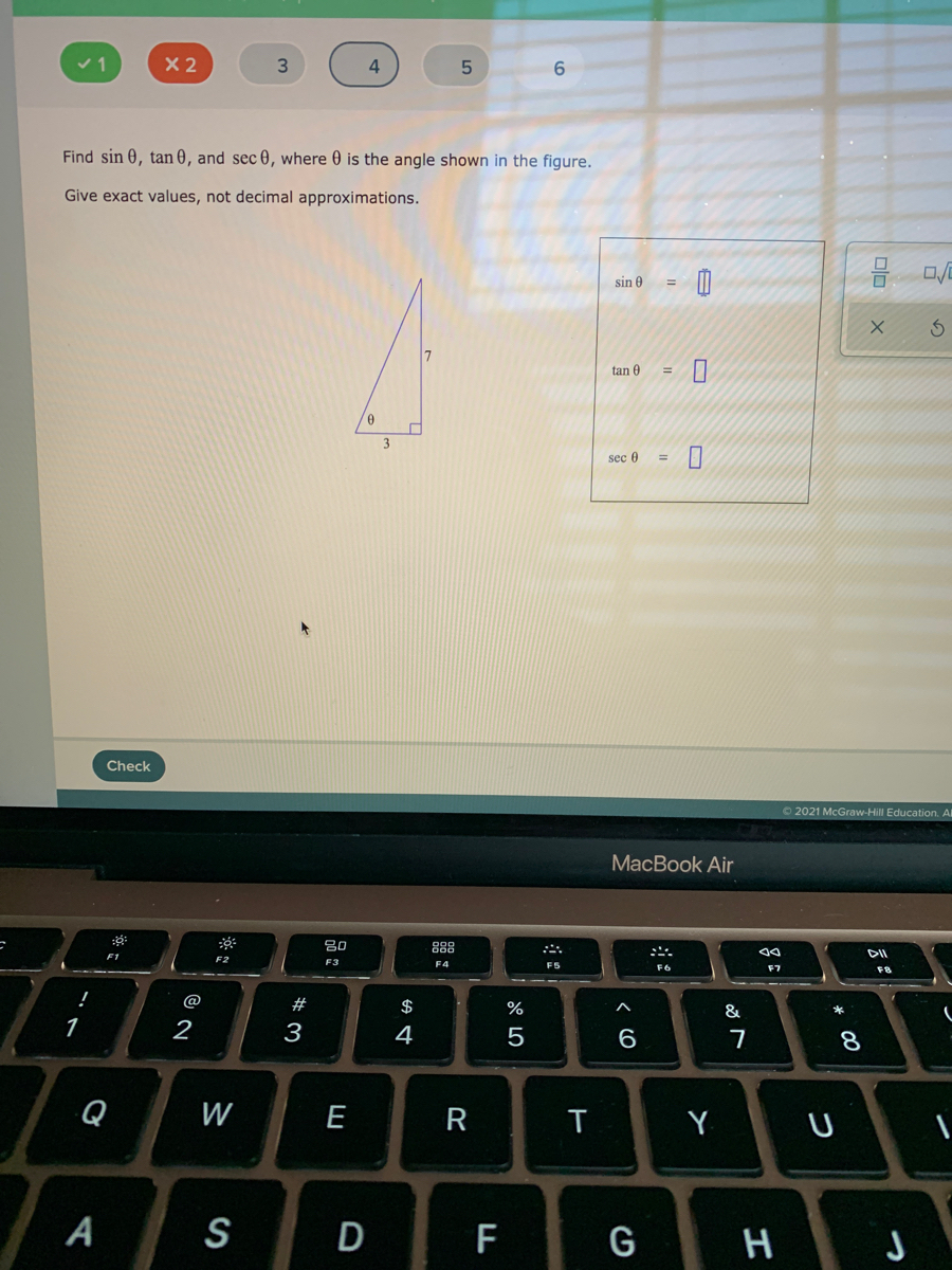 X 2 3 Find Sin 0 Tan 0 And Sec 0 Where 0 Is The Angle Shown In The