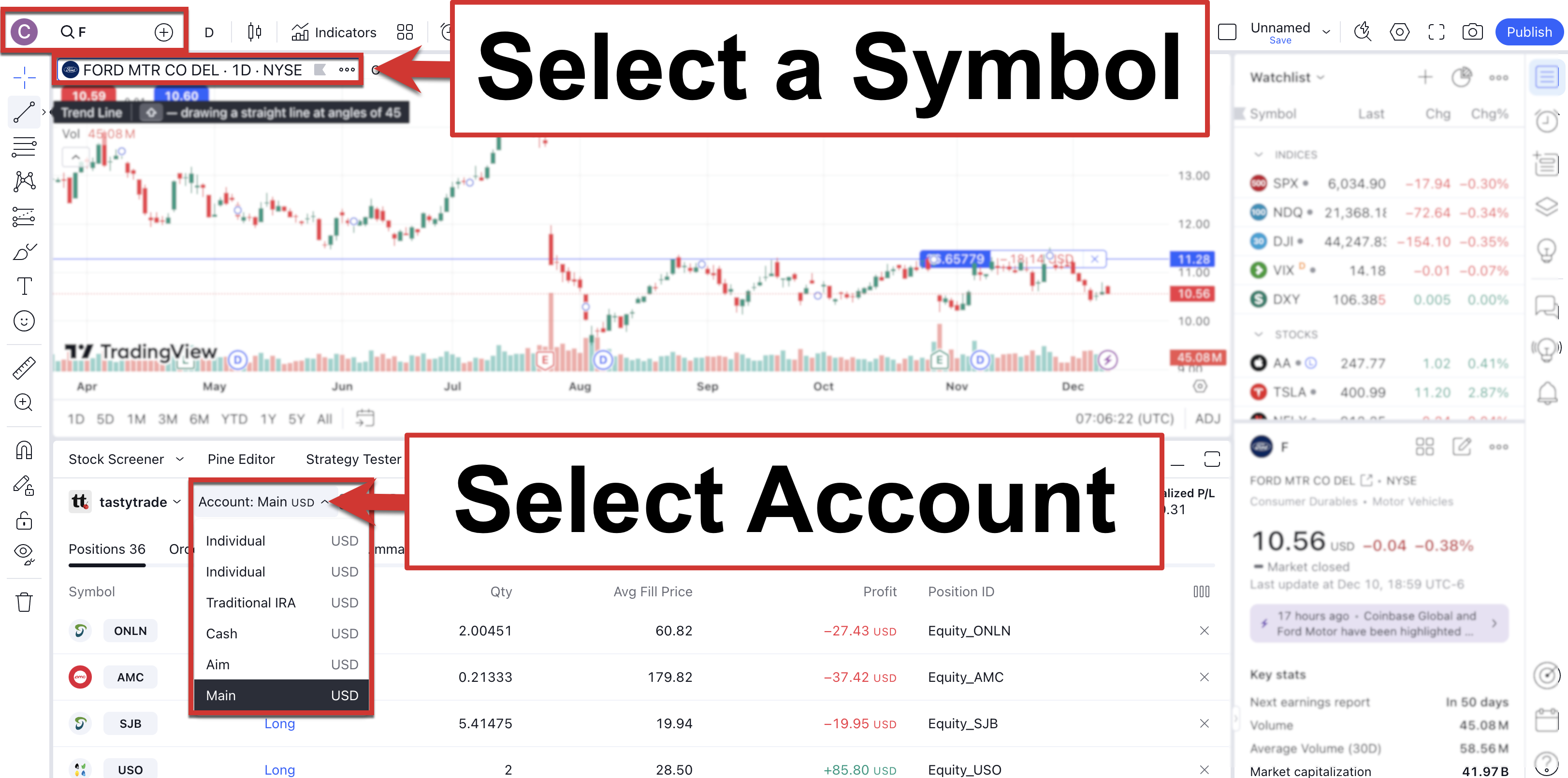 Link tastytrade with TradingView